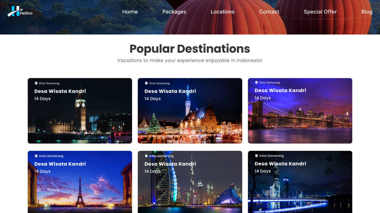 Helitro - Explore the World with a Travel Website Built in Flutter Web| Flutter Web Landing Page ...